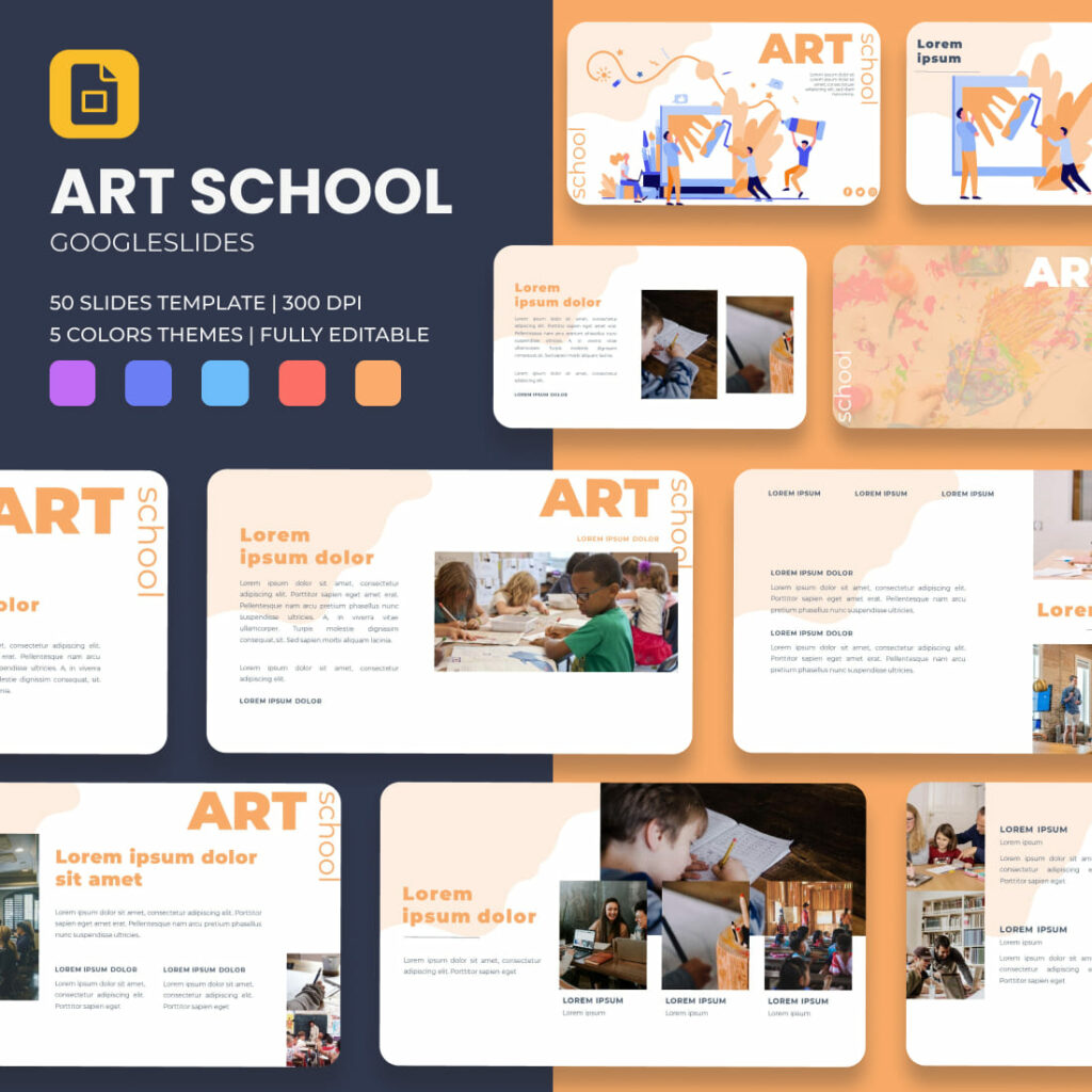 Art School Google Slides Theme: 50 Slides – MasterBundles