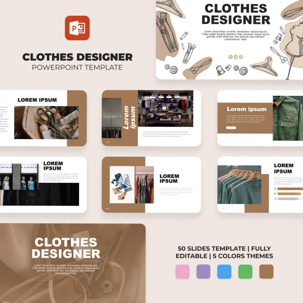 Clothes Designer Fashion Powerpoint Template – MasterBundles