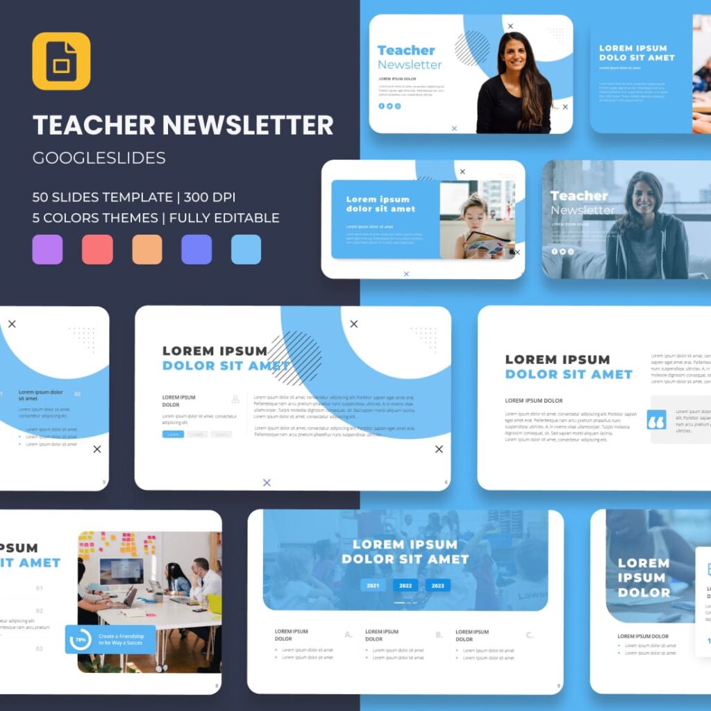 Teacher Newsletter Google Slides Theme: 50 Slides – MasterBundles