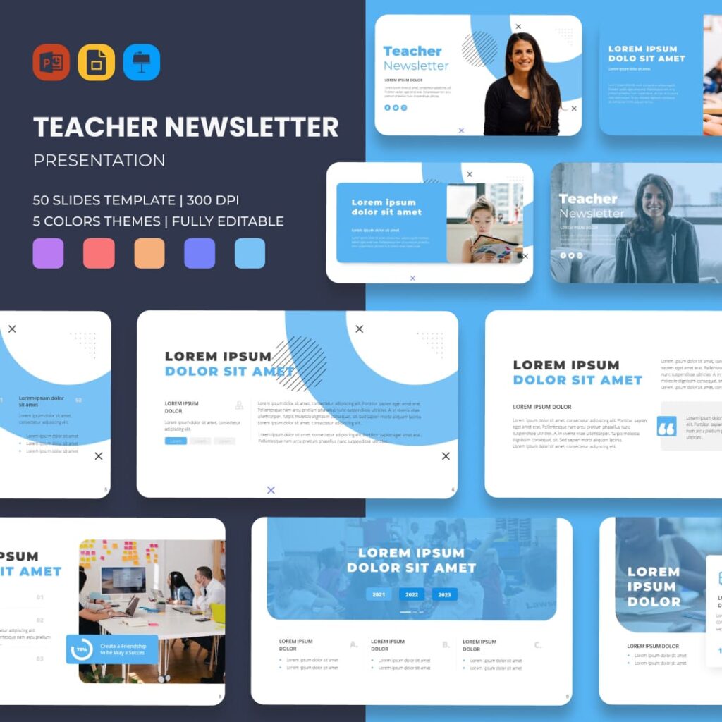 Teacher Newsletter Google Slides Theme: 50 Slides – MasterBundles