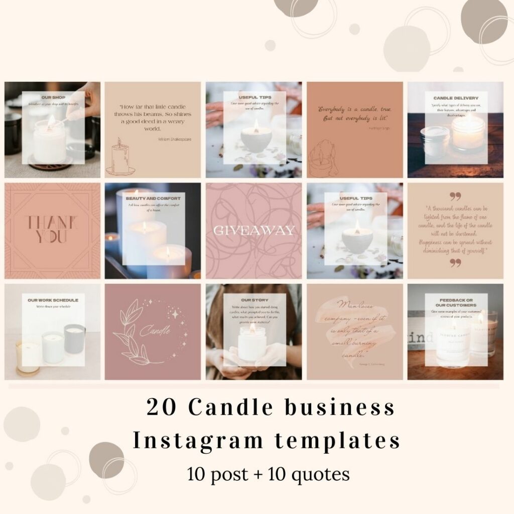 20 Candle business Instagram post templates - MasterBundles