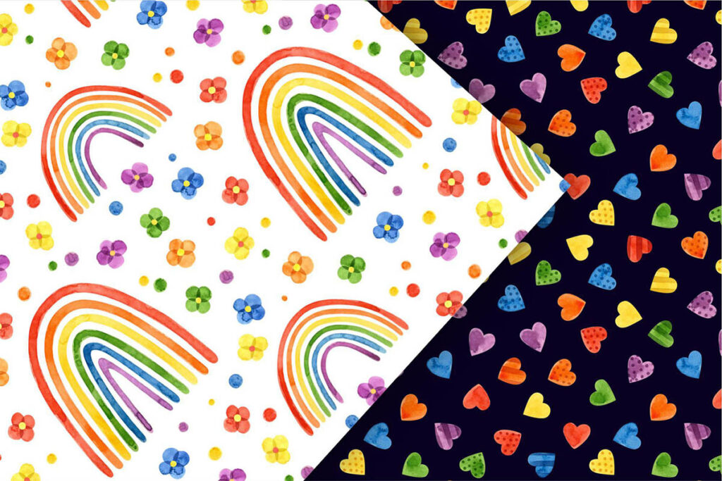 LGBT pride month clipart & seamless patterns. LGBTQ flags, Watercolor ...