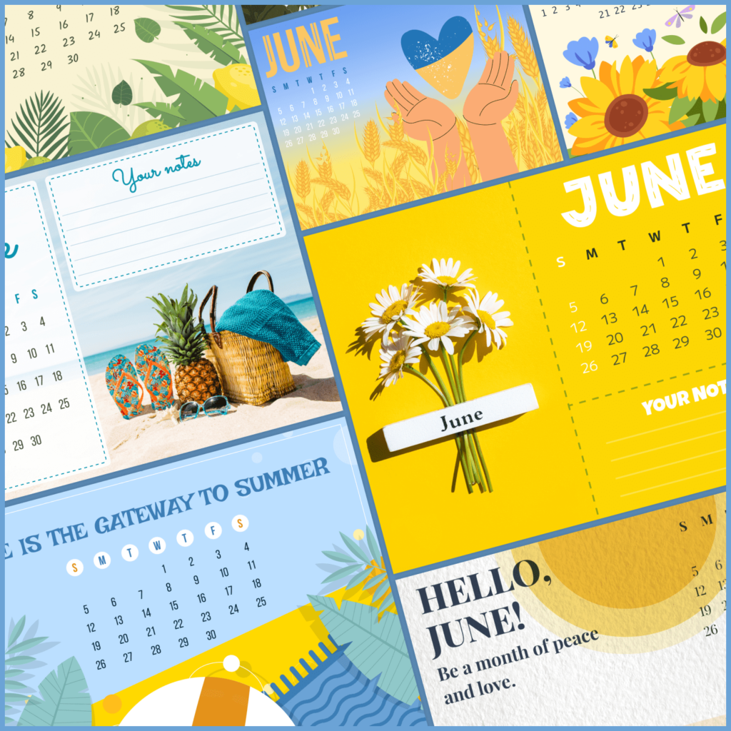 10 Free Editable June Calendars – MasterBundles