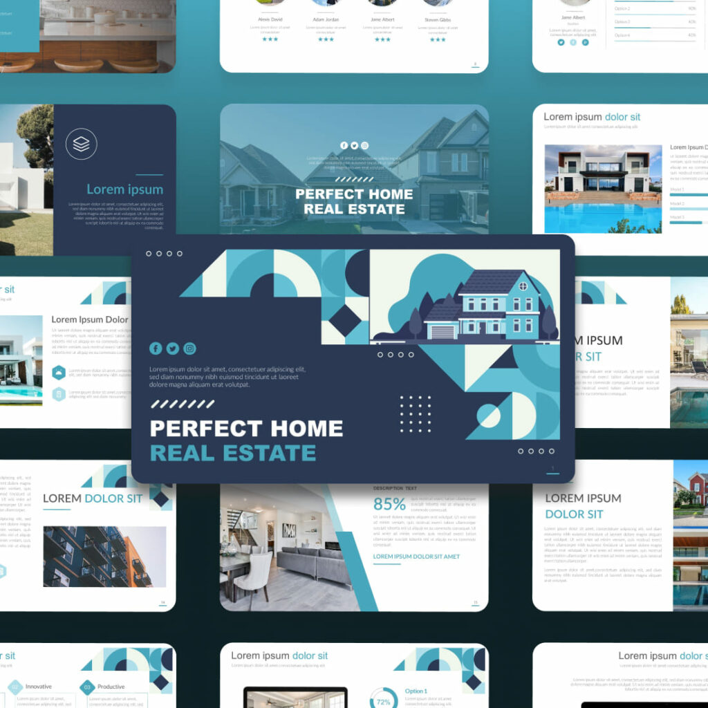 Perfect Home Real Estate Presentation Template: 50 Slides PPTX, KEY ...