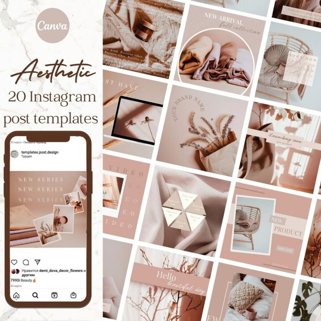 20 Aesthetic Instagram Post Templates - MasterBundles