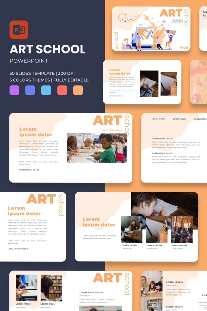 Art School Powerpoint Template: 50 Slides – MasterBundles