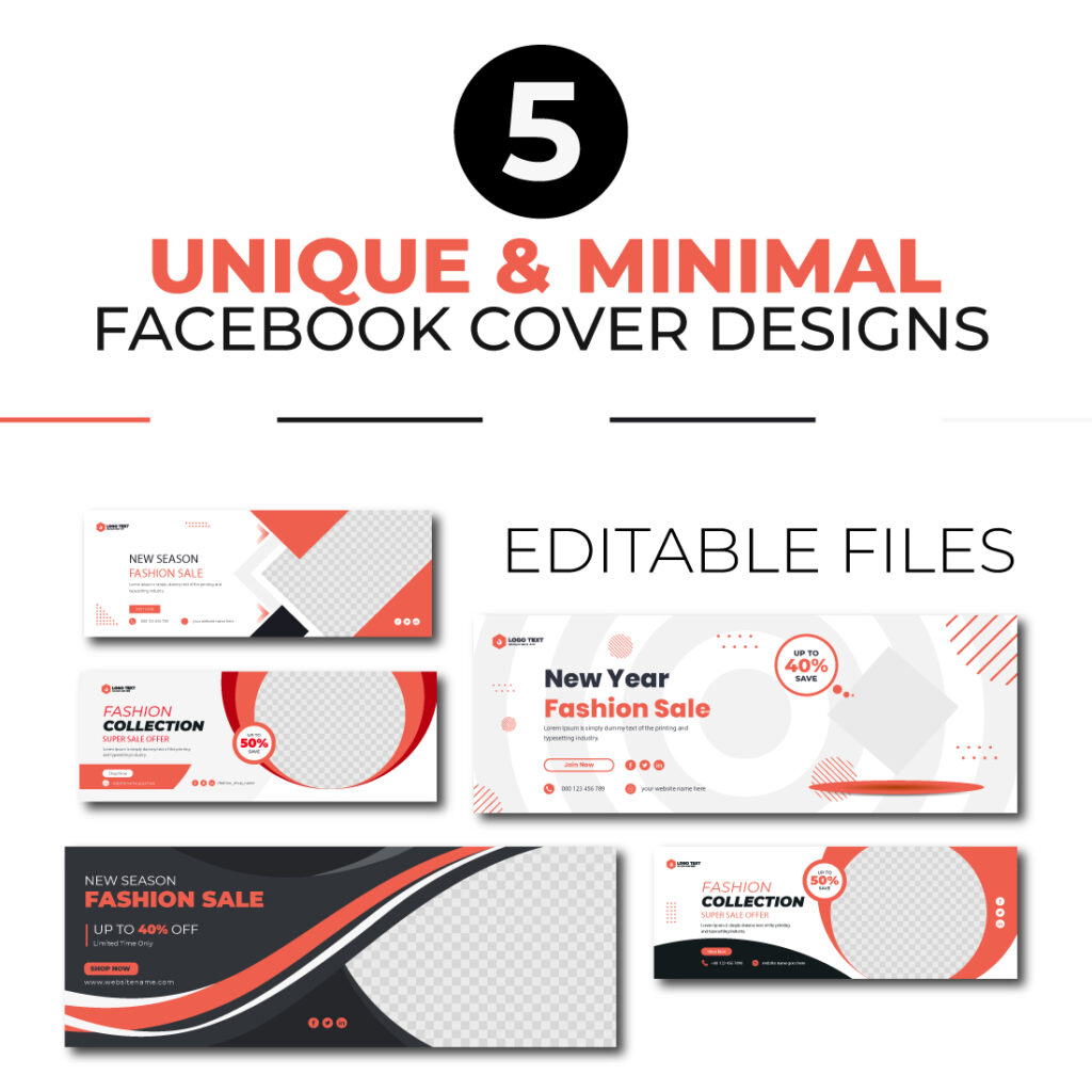 5 UNIQUE & MINIMAL FACEBOOK COVER DESIGNS - MasterBundles
