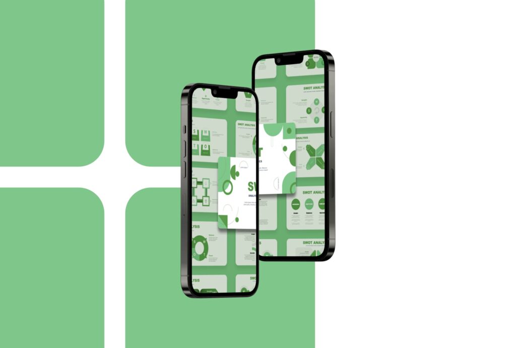 Green SWOT Presentation: 50 Slides PPTX, KEY, Google Slides – MasterBundles