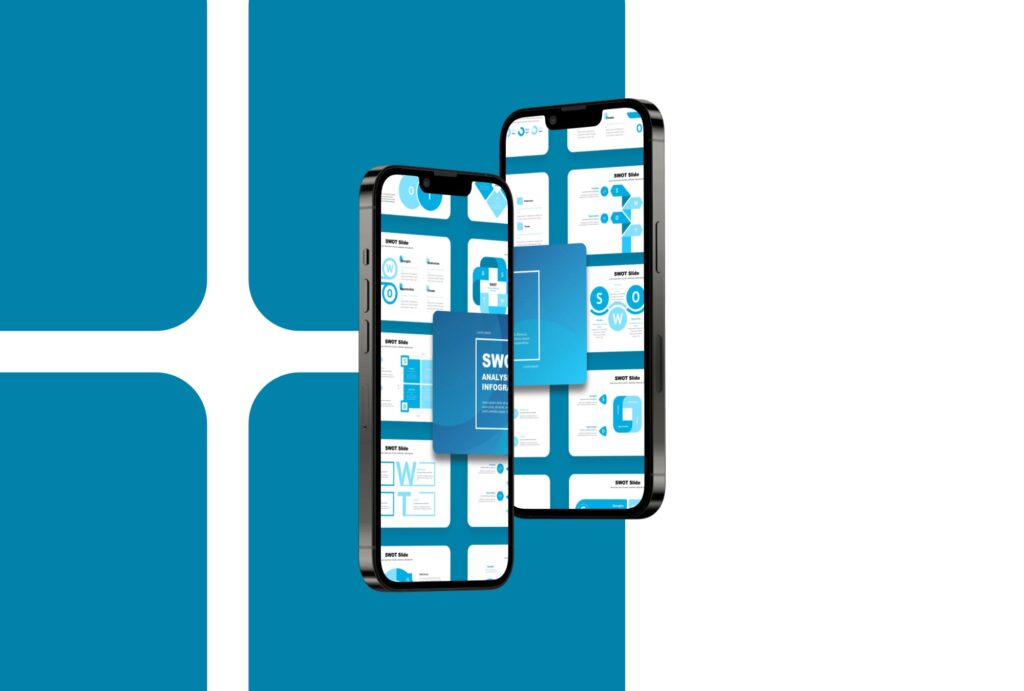 Blue SWOT Presentation: 50 Slides PPTX, KEY, Google Slides – MasterBundles