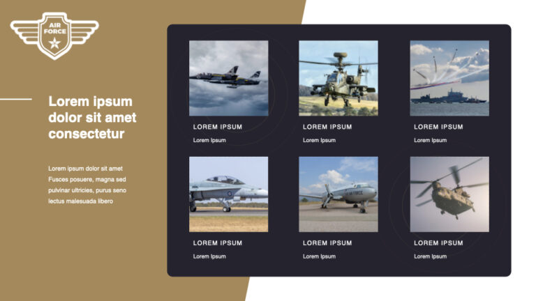 AirForce Presentation: 50 Slides PPTX, KEY, Google Slides – MasterBundles