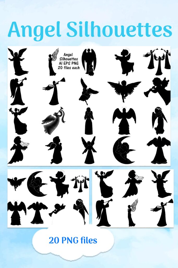 Angel Silhouettes AI EPS PNG – MasterBundles
