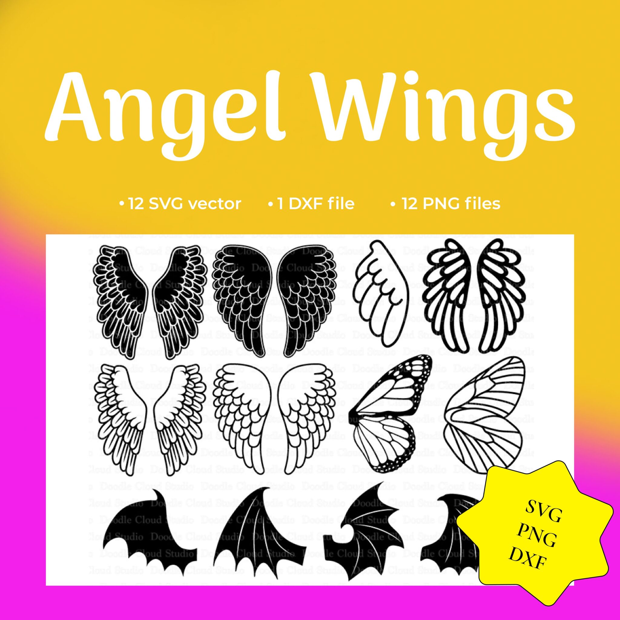 Angel Wings SVG, Bat Wings SVG. – MasterBundles