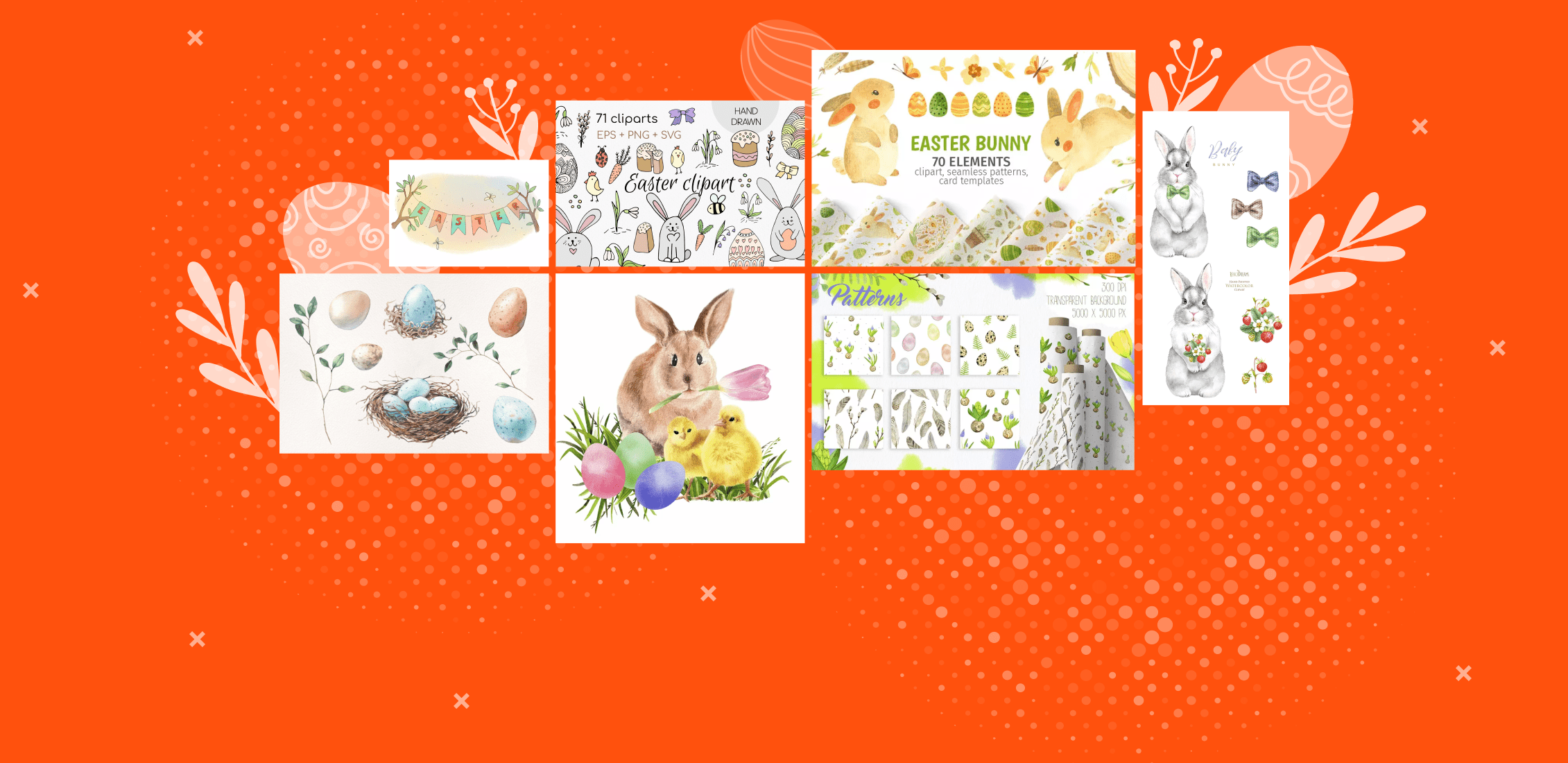 Scrapbooking Bunny Easter Kit 300 dpi PNG and vector EPS digital ...
