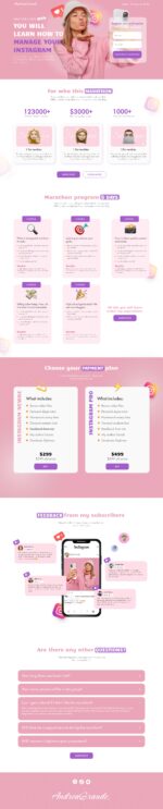 Landing Page Pink Blogger Template – MasterBundles