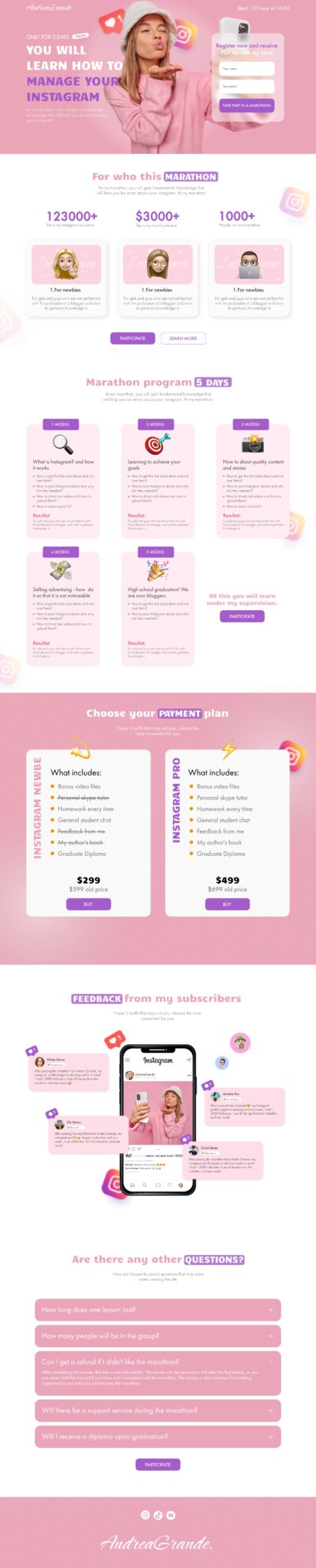 Landing Page Pink Blogger Template – MasterBundles
