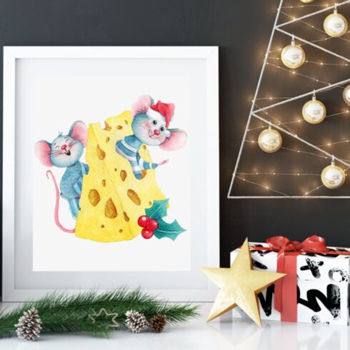 Watercolor Christmas Mice Clip Art – MasterBundles