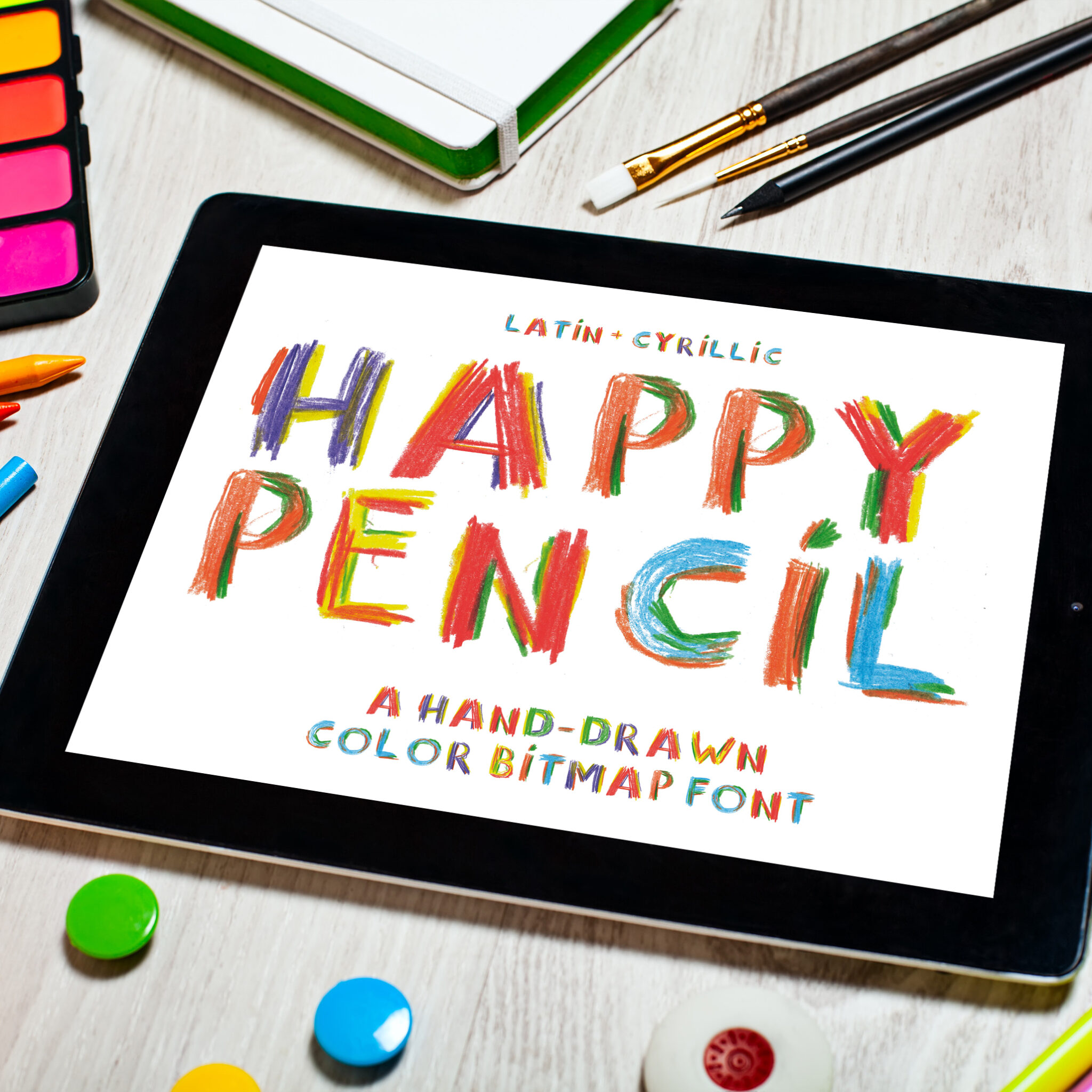Happy Pencil Bitmap Color Font – MasterBundles