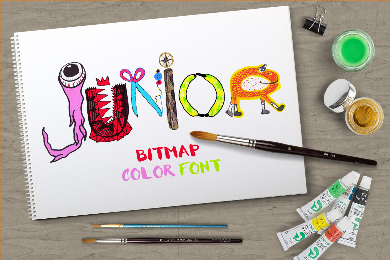 Junior Bitmap Color Font – MasterBundles