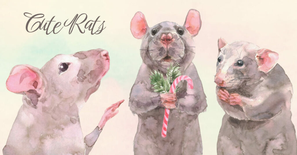 Cute Rats Watercolor Set – MasterBundles