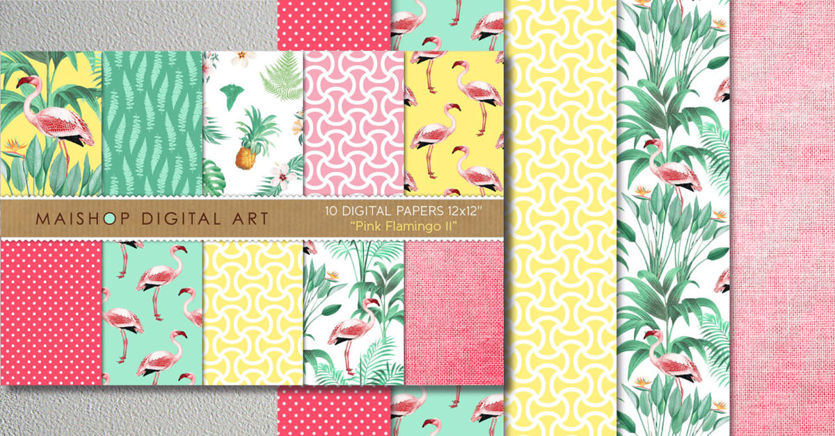 Digital Paper - Pink Flamingo II – MasterBundles