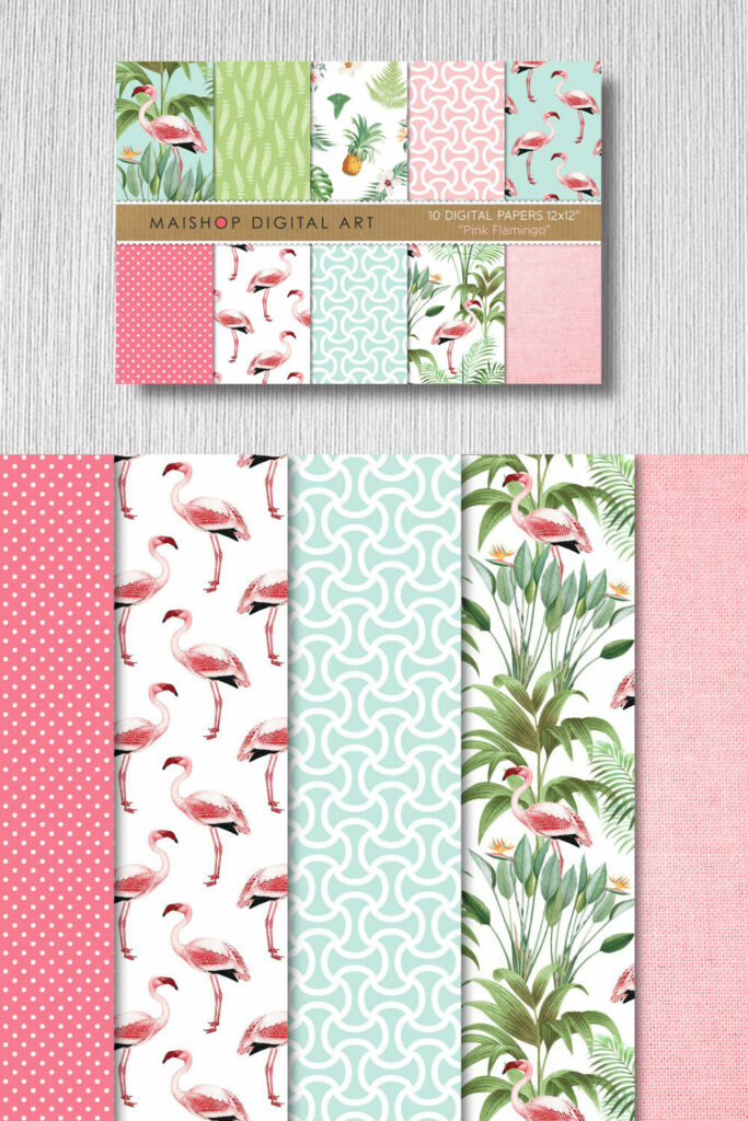 Digital Paper - Pink Flamingo | MasterBundles