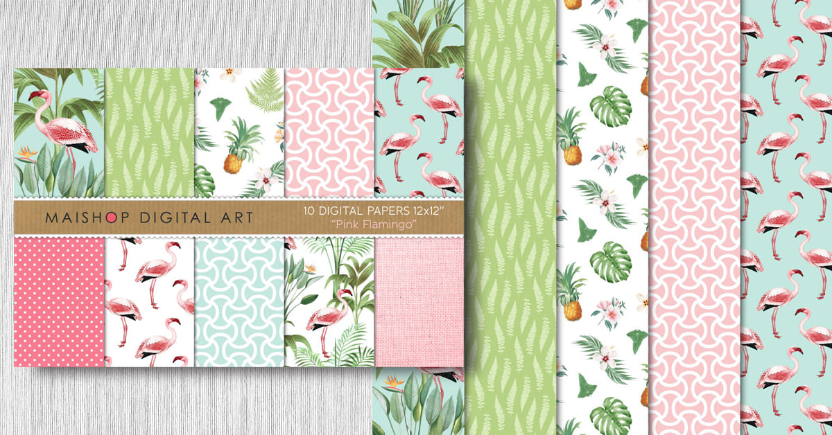 Digital Paper - Pink Flamingo | MasterBundles