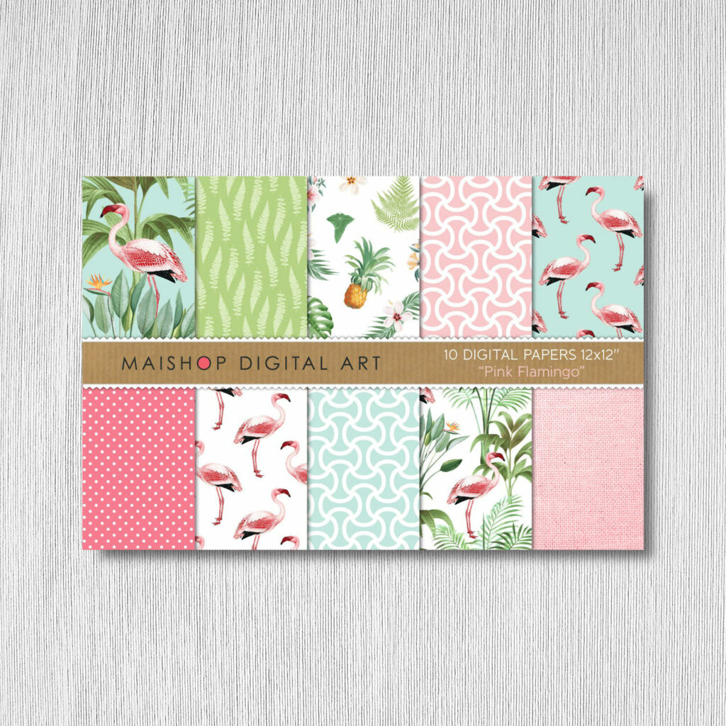 Digital Paper - Pink Flamingo | MasterBundles