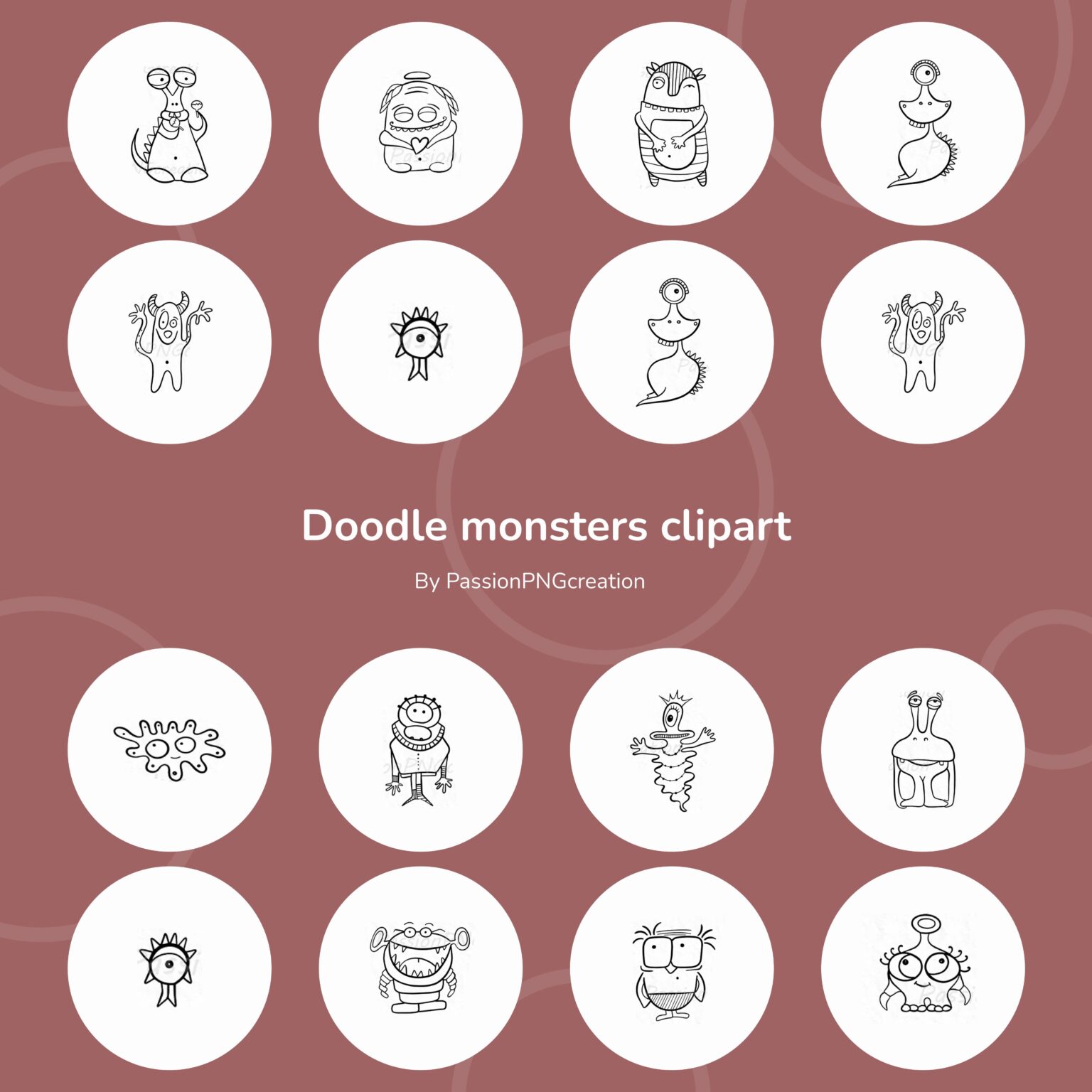 Doodle Monsters Clipart – MasterBundles
