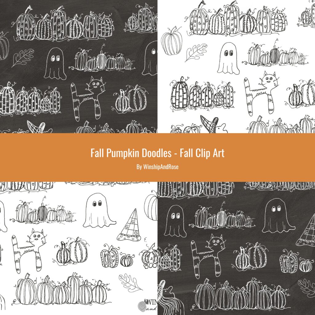 Fall Pumpkin Doodles - Fall Clip Art – MasterBundles