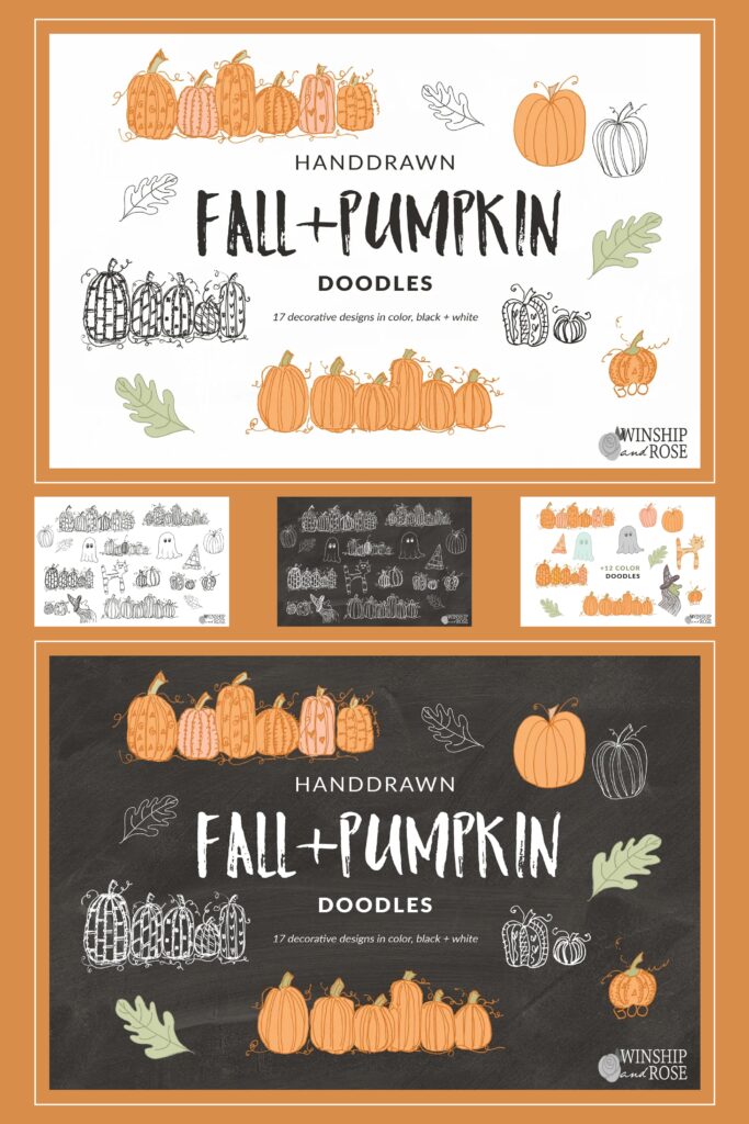 Fall Pumpkin Doodles - Fall Clip Art – MasterBundles
