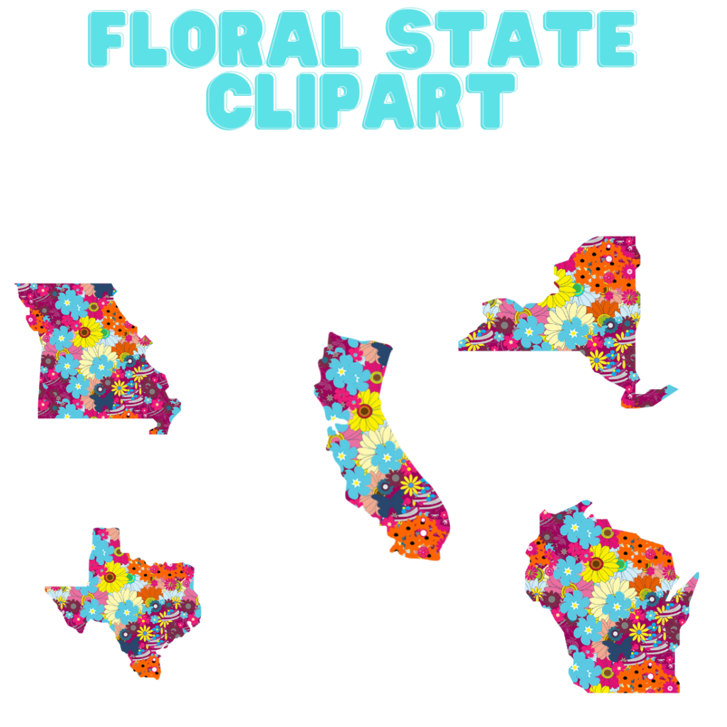 Floral State Clipart Bundle - 50 PNGs of the 50 States! - MasterBundles
