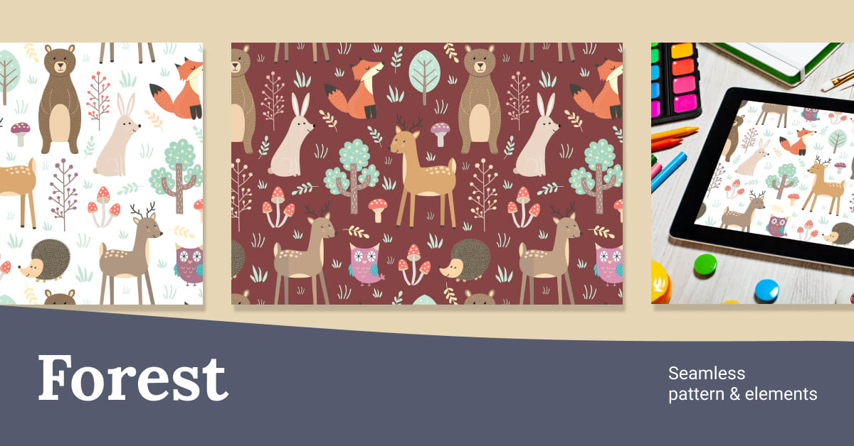 Forest: Seamless Pattern & Elements – MasterBundles