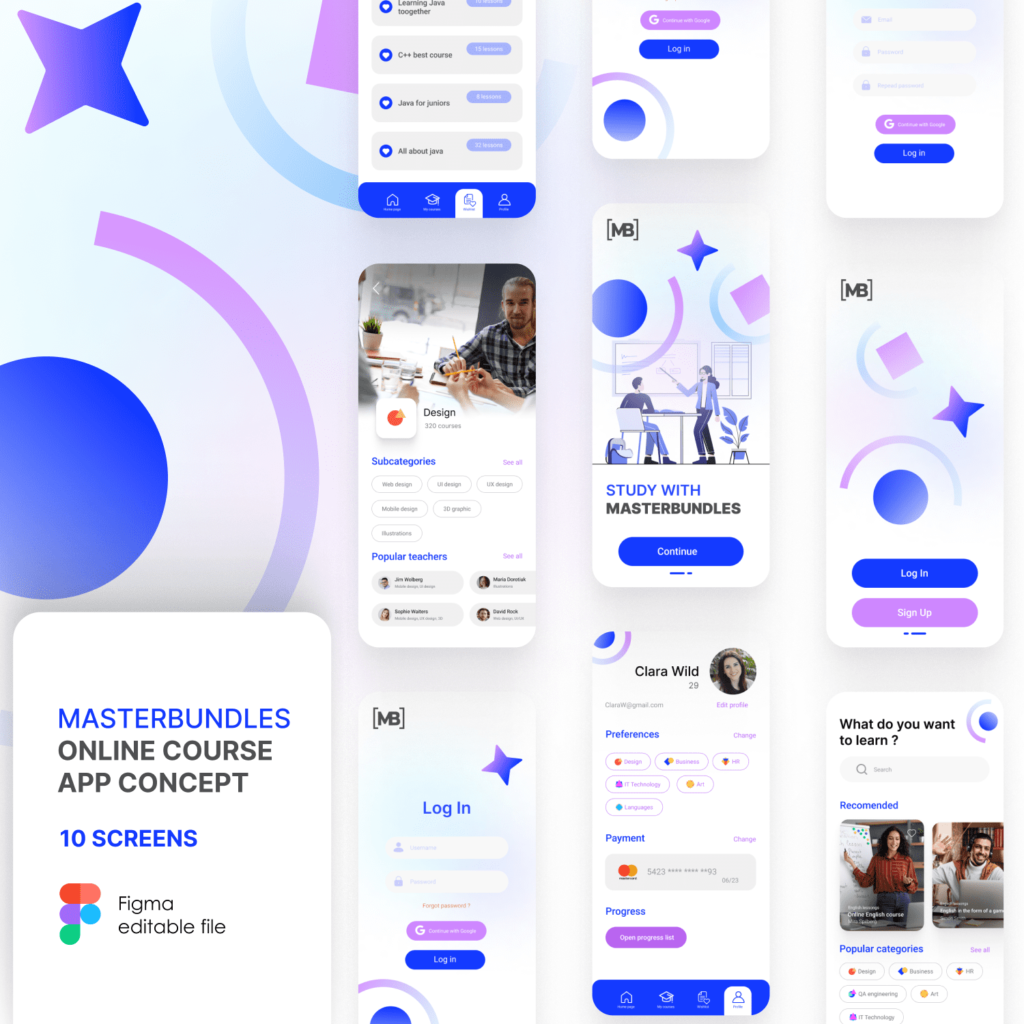 Sunkissed Online Course App UI Kit – MasterBundles
