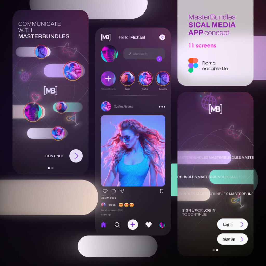 Social Media App UI Kit – MasterBundles
