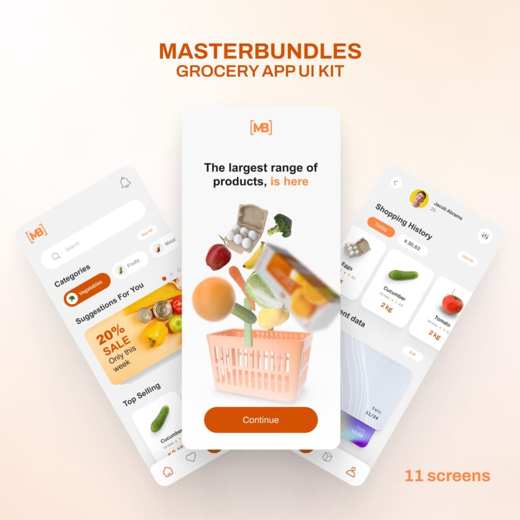 Grocery App UI Kit – MasterBundles