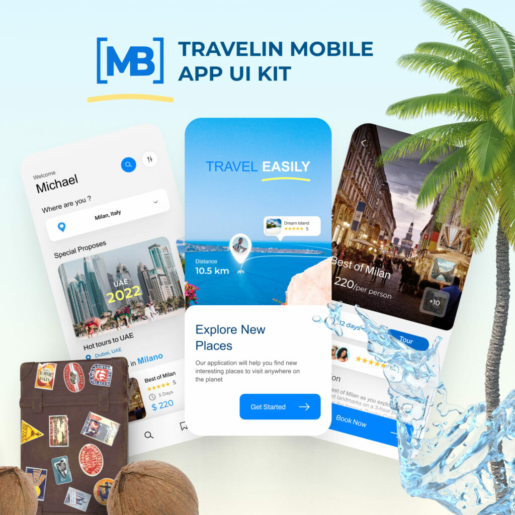 Traveling Mobile App UI Kit – MasterBundles