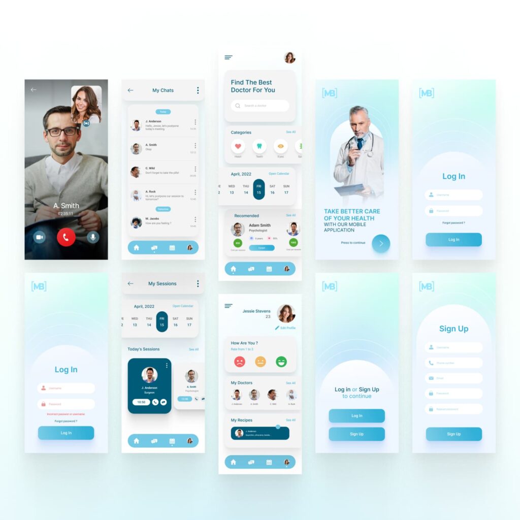 Online Doctor App UI Kit – MasterBundles