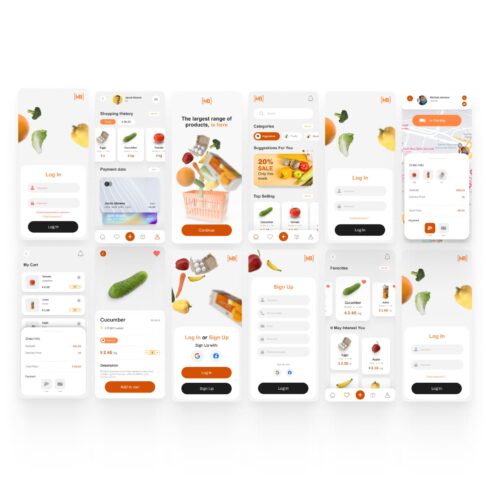 Grocery App UI Kit – MasterBundles