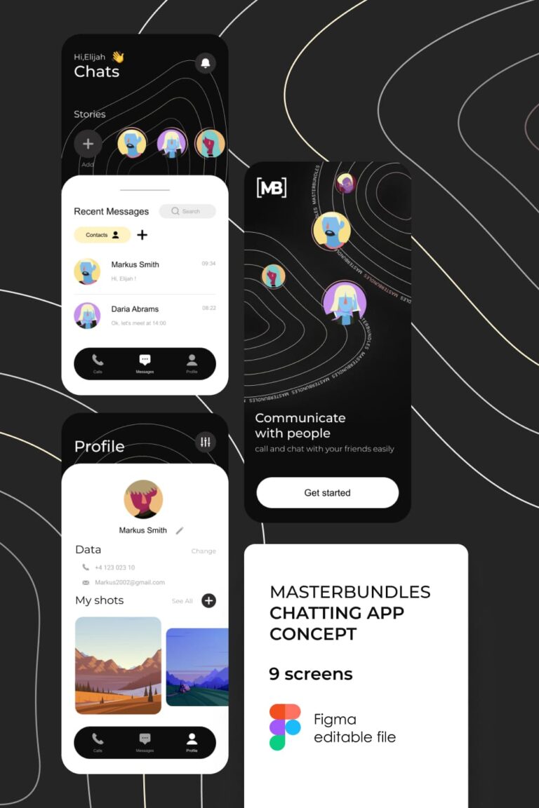 Modern Chatting App UI Kit – MasterBundles