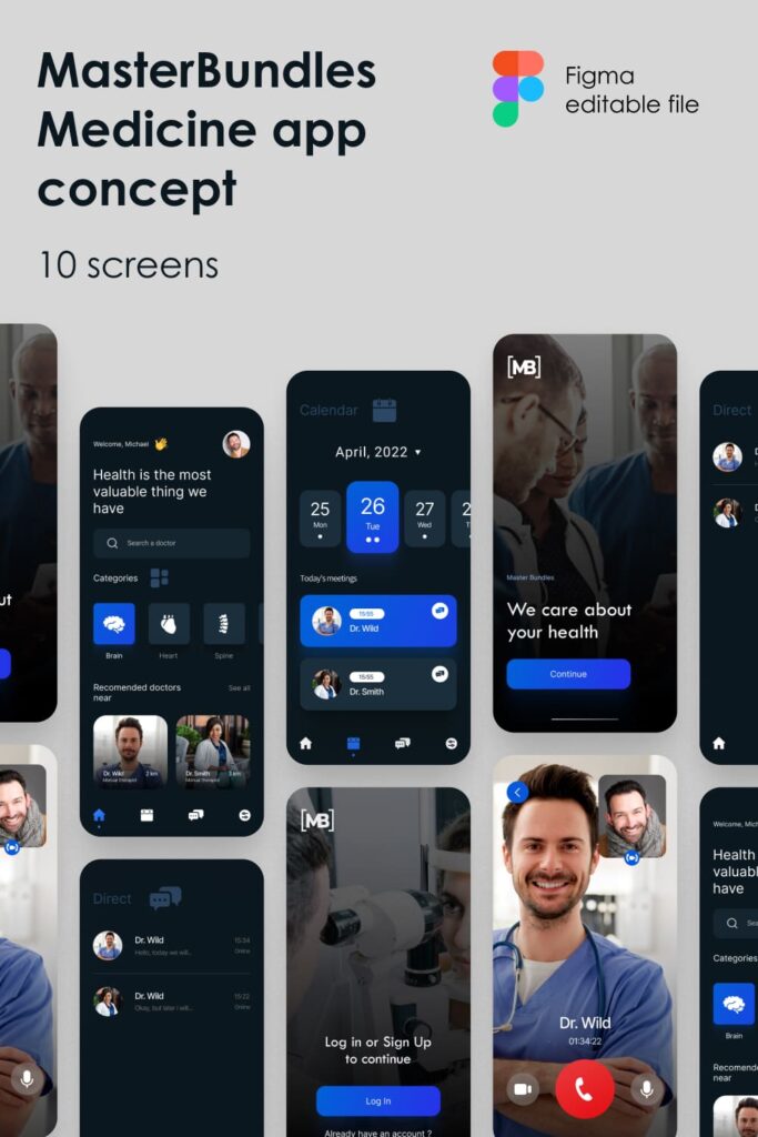 Online Doctor Consultation App UI Kit – MasterBundles