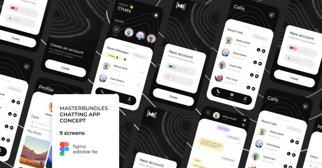 Modern Chatting App UI Kit – MasterBundles