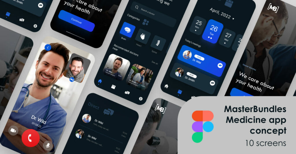 Online Doctor Consultation App UI Kit – MasterBundles
