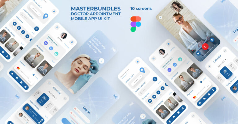 Doctor Appointment Mobile App UI Kit – MasterBundles