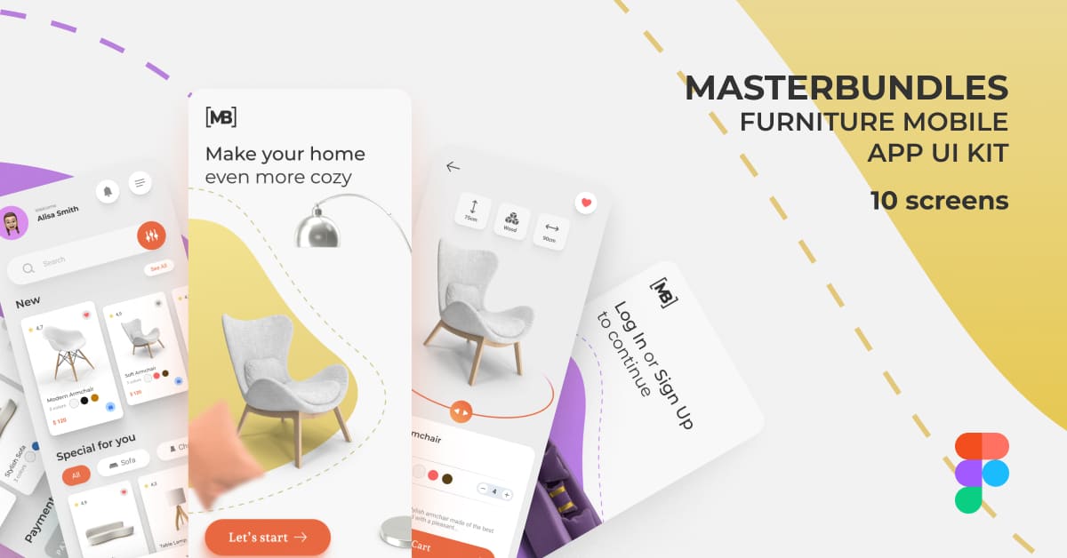 Furniture Mobile App UI Kit – MasterBundles