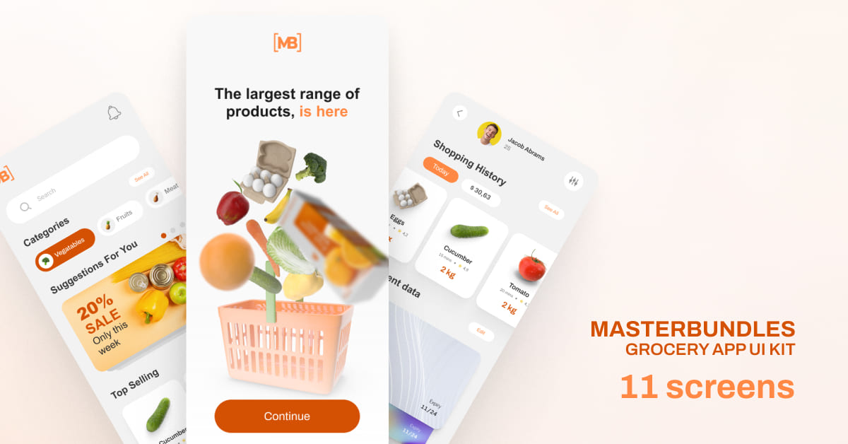 Grocery App UI Kit – MasterBundles