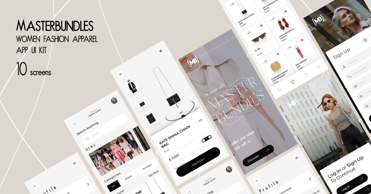 Women Fashion Apparel App UI Kit – MasterBundles