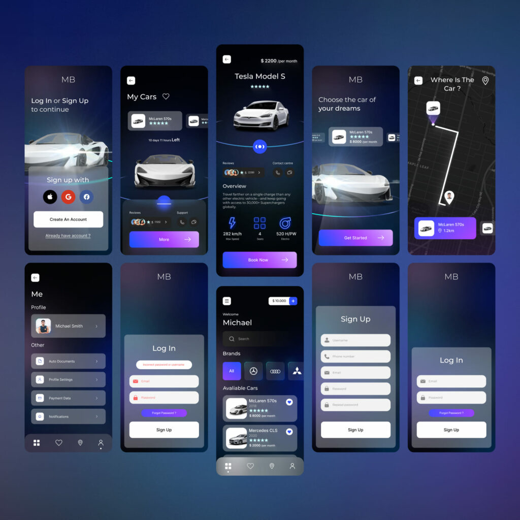 Car Booking App UI Kit – MasterBundles