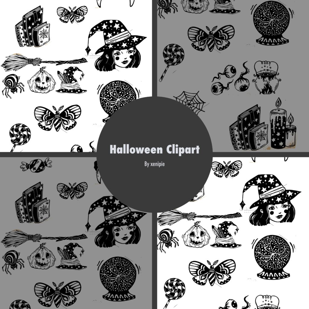 Doodle Halloween Set Clip Art | Master Bundles