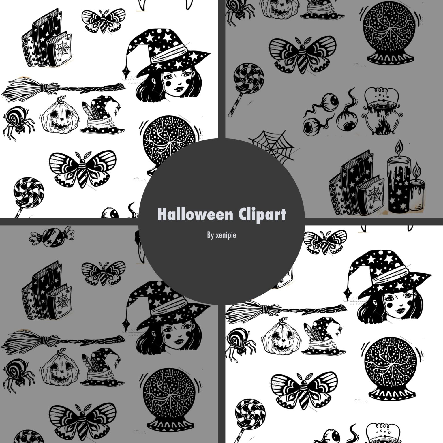 Doodle Halloween Set Clip Art | Master Bundles