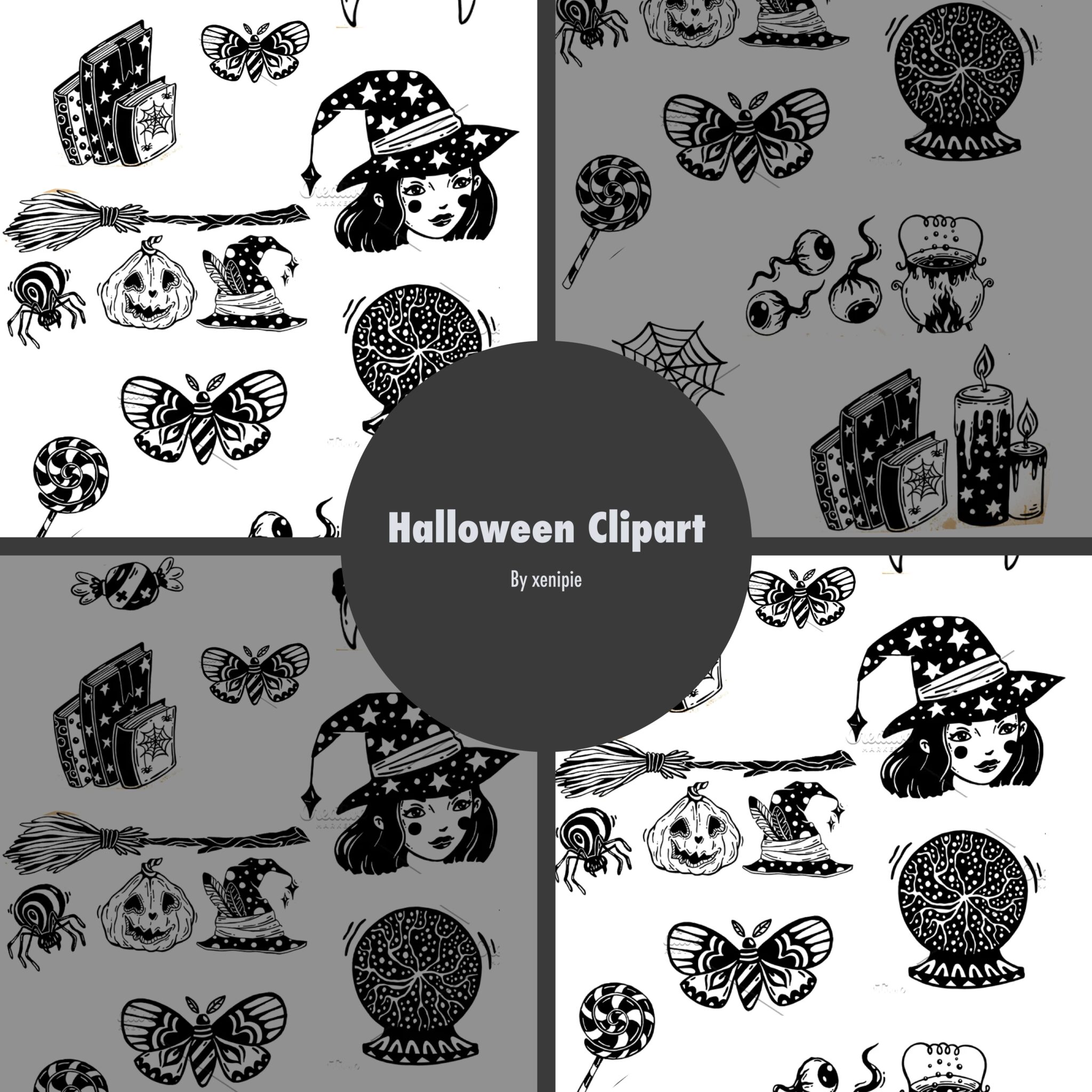 Doodle Halloween Set Clip Art | Master Bundles